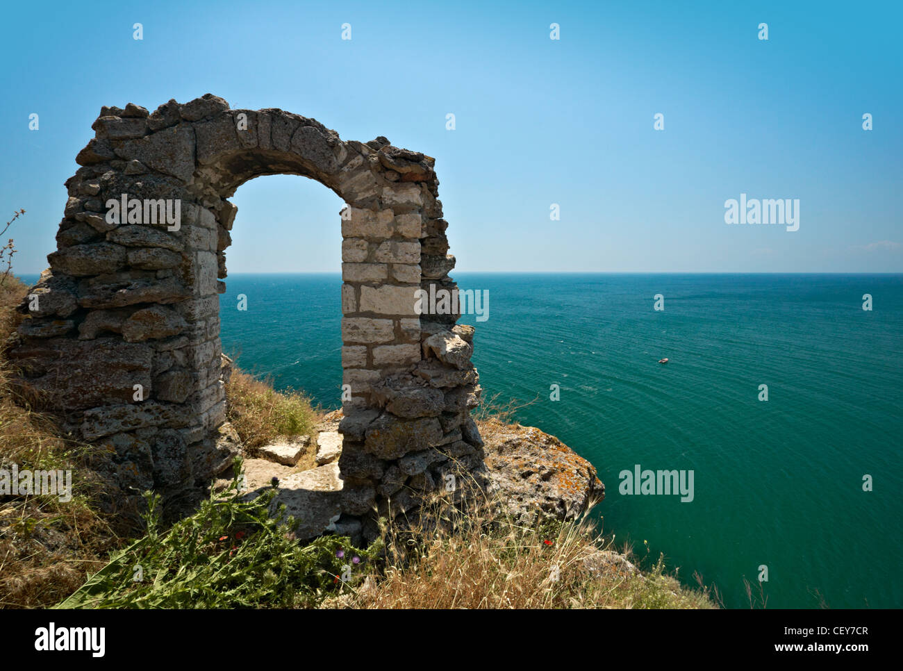 The gate of Kaliakra fortress, remains from the medieval fortress in ...