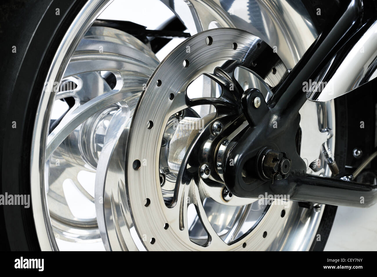 Brake disk, wheel and tyre of a motorcycle Stock Photo - Alamy
