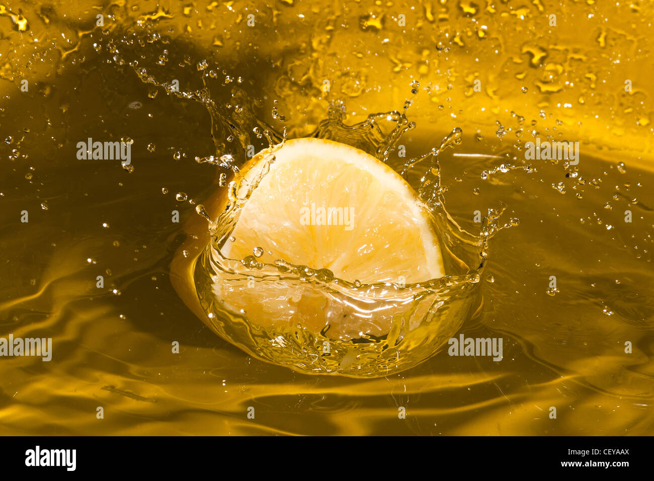 Real lemon splash shot with selective focus. This image is shot and ...