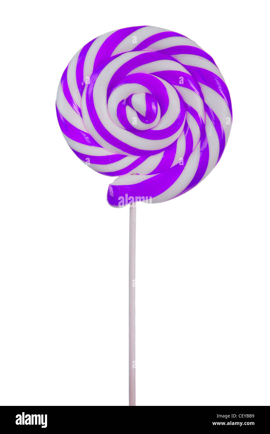 Lovely lollipop with red and white stripes on white background Stock ...