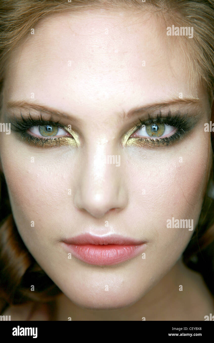 Versace Backstage Milan Ready to Wear Spring Summer Close up face of ...