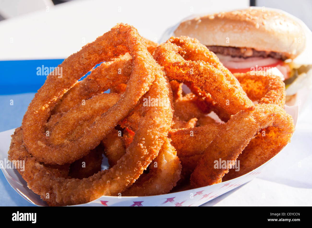 French fried onion rings Stock Photo - Alamy