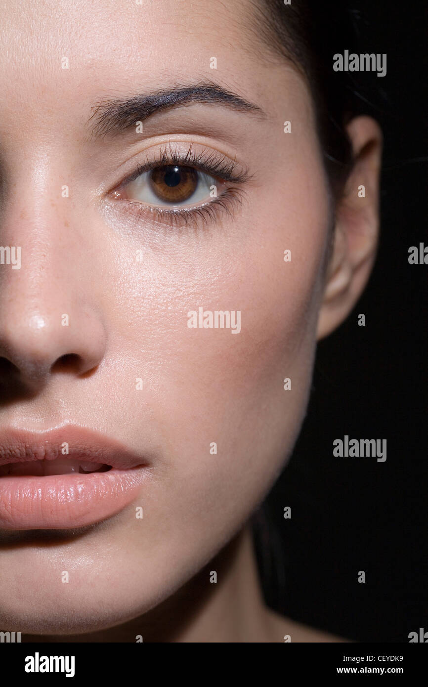 Female wearing natural minimal style make up Stock Photo - Alamy