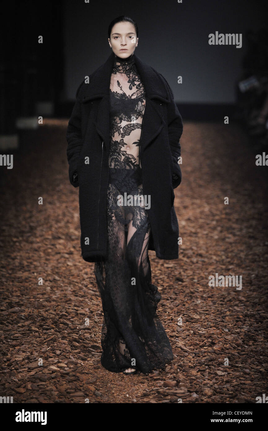 Givenchy Paris Haute Couture Autumn Winter Model wearing a sheer black ...