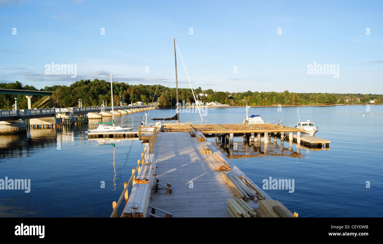 Diminishing perspective view of a new marina dock under construction at ...
