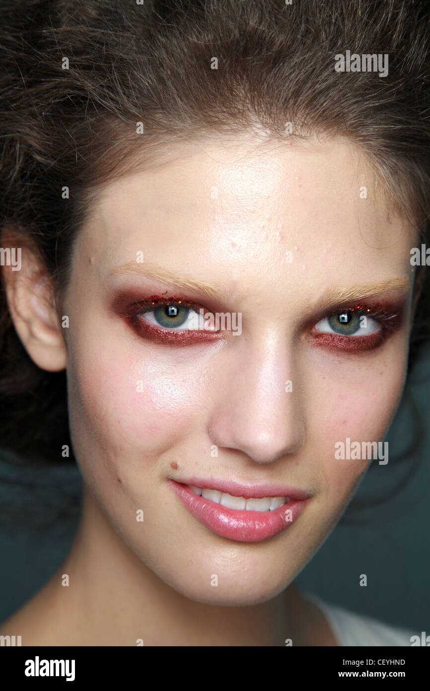 Prada Backstage Milan Ready to Wear Autumn Winter Model hair updo ...