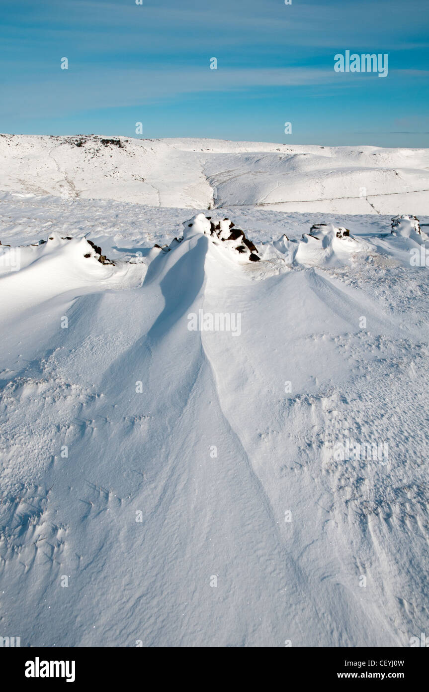 The Kinder Scout plateau in winter from Brown Knoll, looking over Edale ...