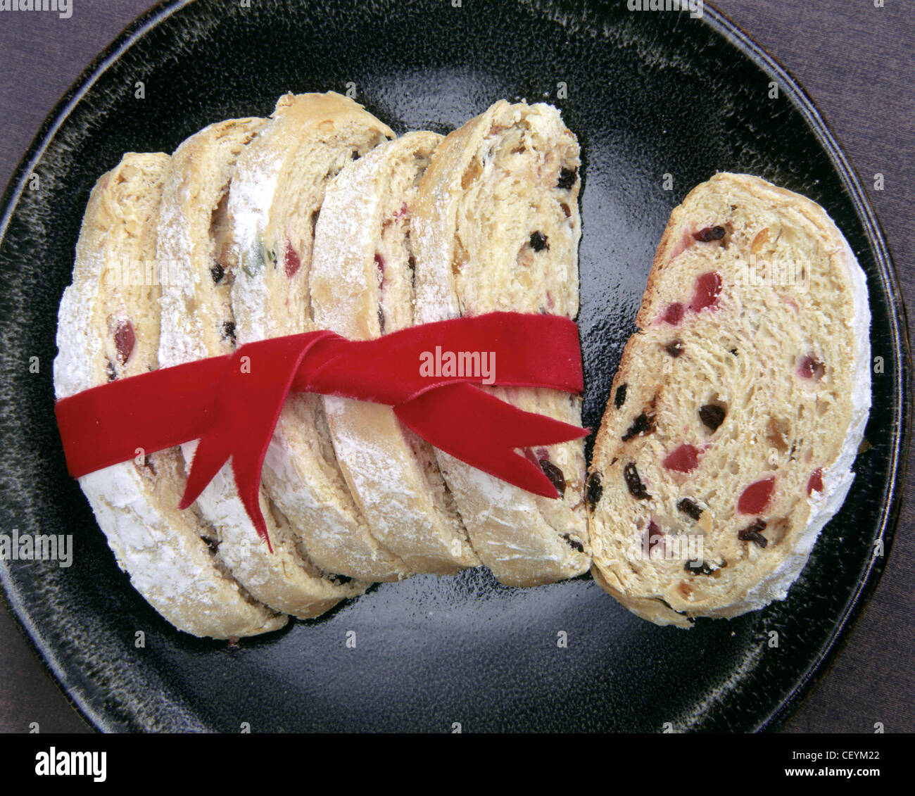 German stollen (festive bread) made using flour castsugar instant yeast ...