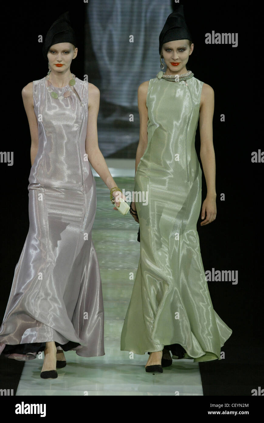 Armani Milan Spring Summer Two models walking side by side, model on ...
