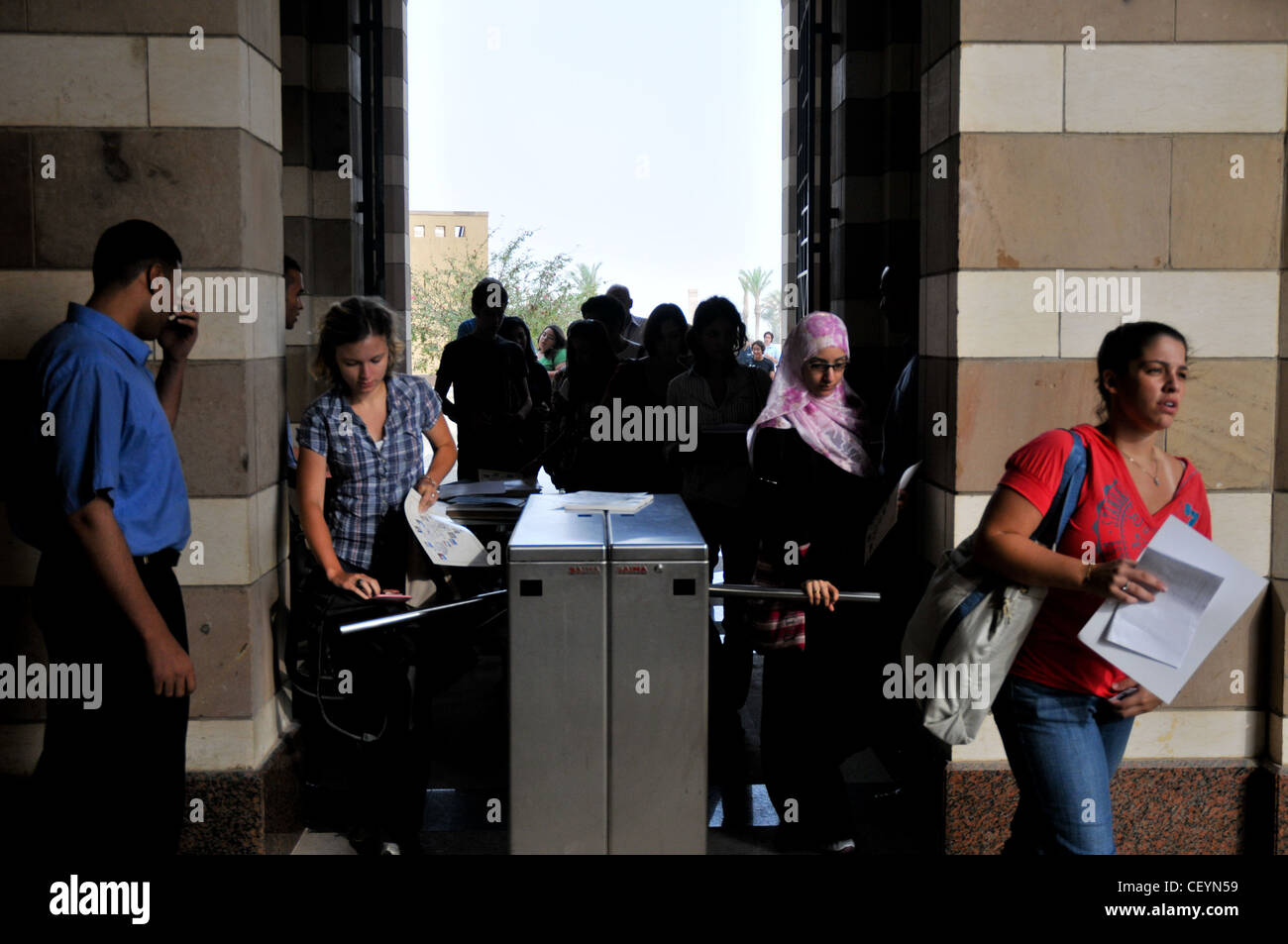 Student life on the new campus of the American University in Cairo, on ...