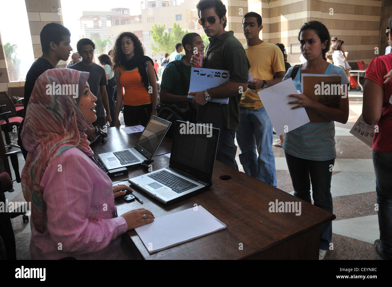 Student life on the new campus of the American University in Cairo, on ...