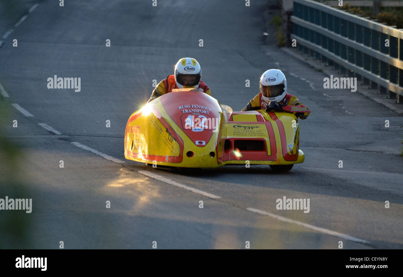 side car racing at ginger hall isle of man TT Stock Photo - Alamy