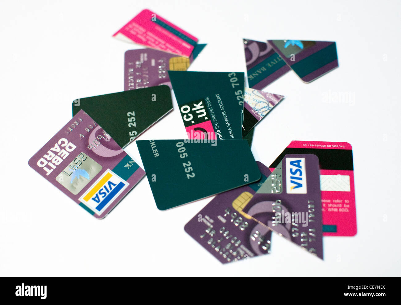 Cut-up bank cards, London Stock Photo - Alamy