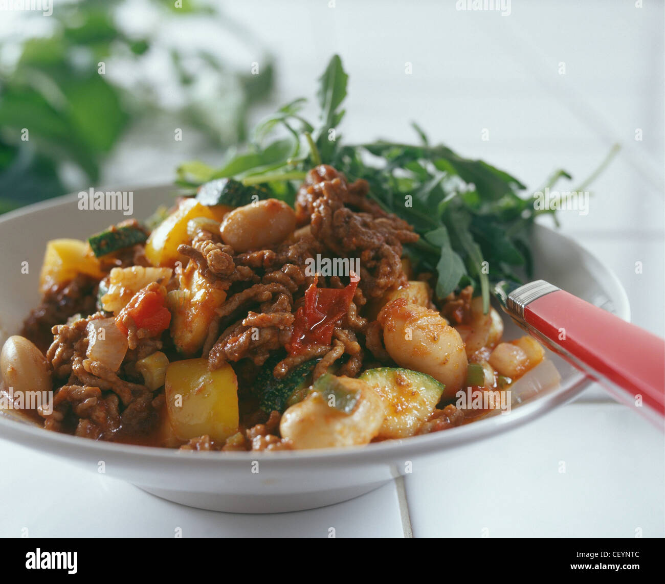 Chilli Con Carne' Minced beef with vegetables and beans in a chilli ...