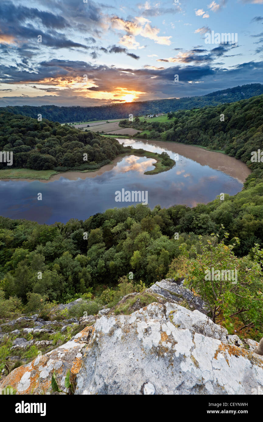 View from Wintour's Leap, Wye Valley England Wales border looking from ...
