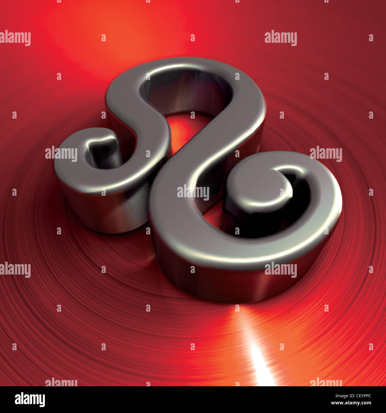 Horoscope GlyphsSilver Leo symbol on a red colour background Stock ...