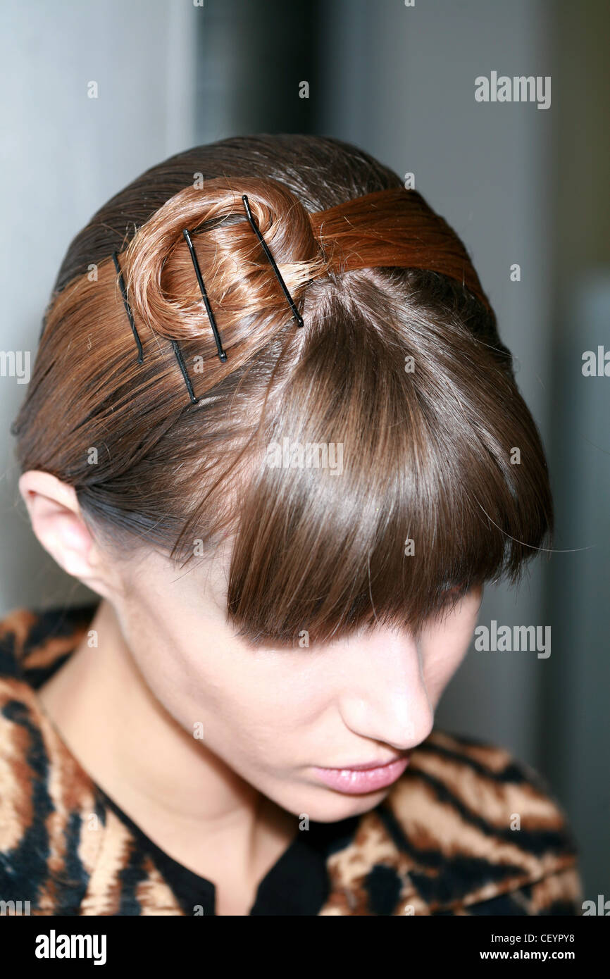 Armani Milan Backstage Spring Summer View from above of head of model ...