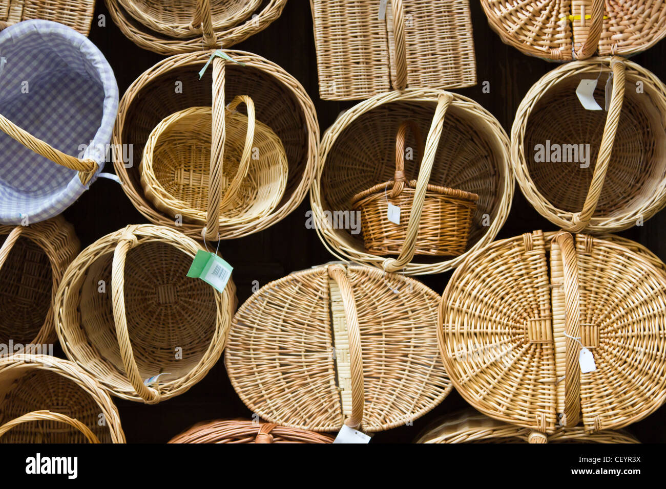 A set of baskets to sell at a small store in Segovia, Spain Stock Photo ...