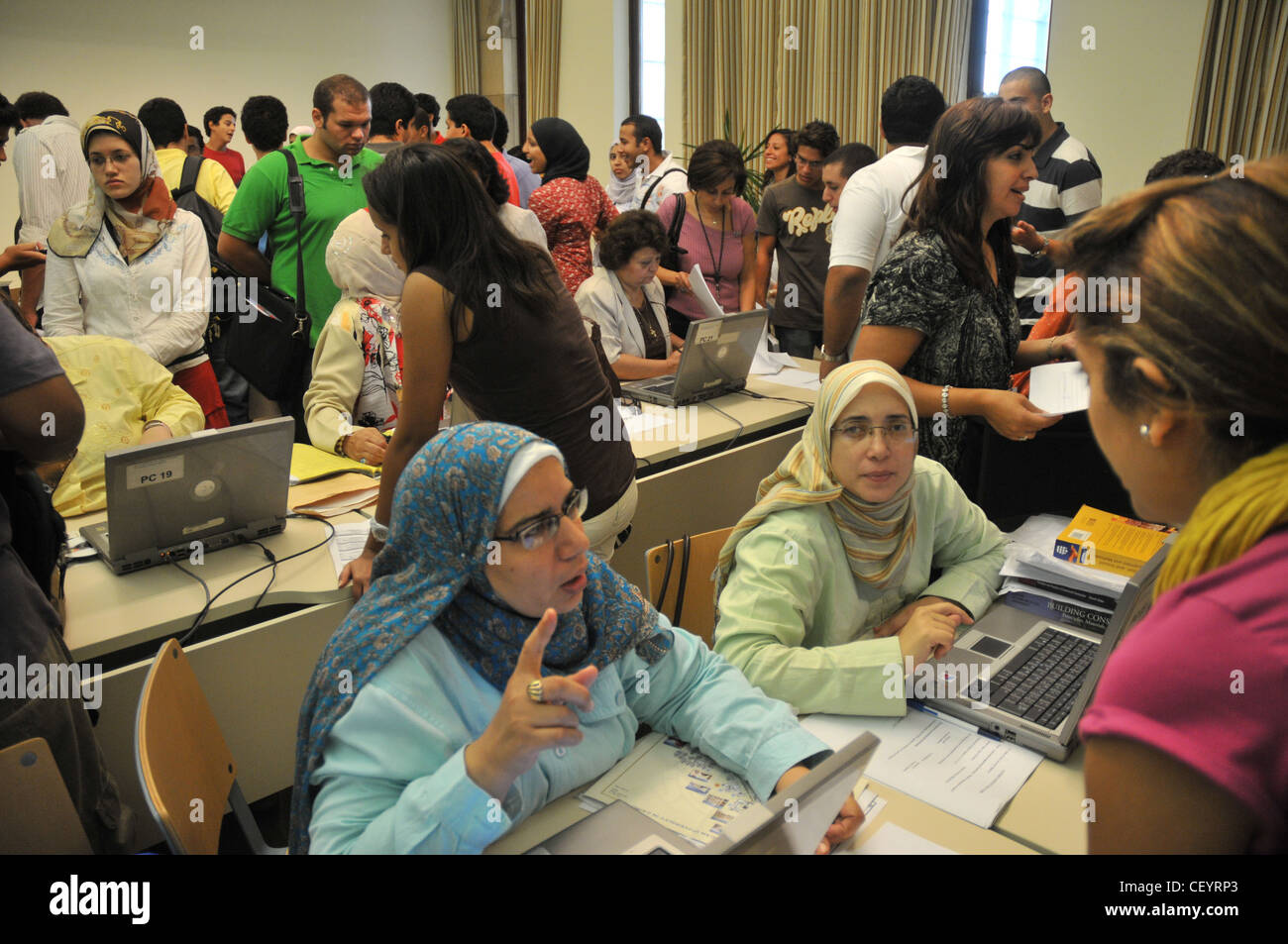 Student life on the new campus of the American University in Cairo, on ...