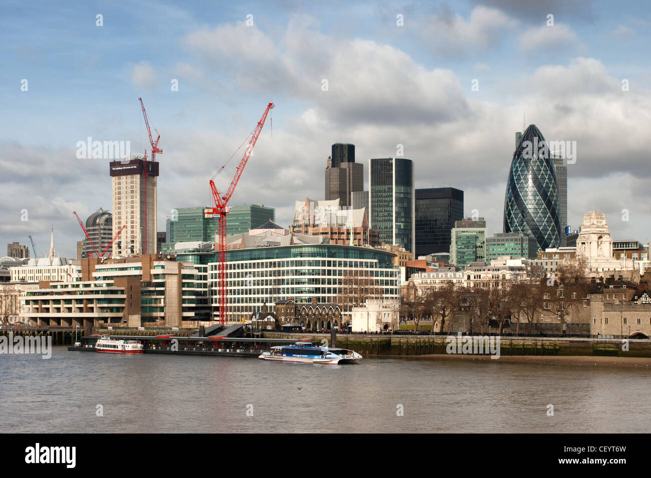 Construction work in London across the Thames Stock Photo - Alamy