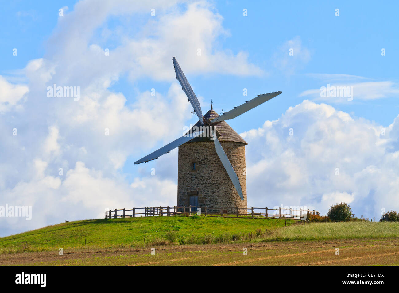 Old windmill in France (Near Mont-Saint-Michel Stock Photo - Alamy