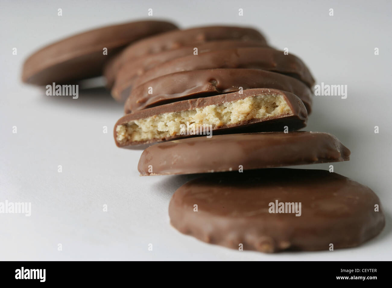 Stack of chocolate biscuits Stock Photo - Alamy