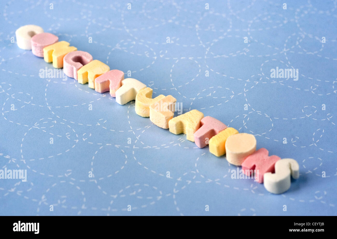 Sugar letter shaped sweets spelling the word congratulations Stock ...