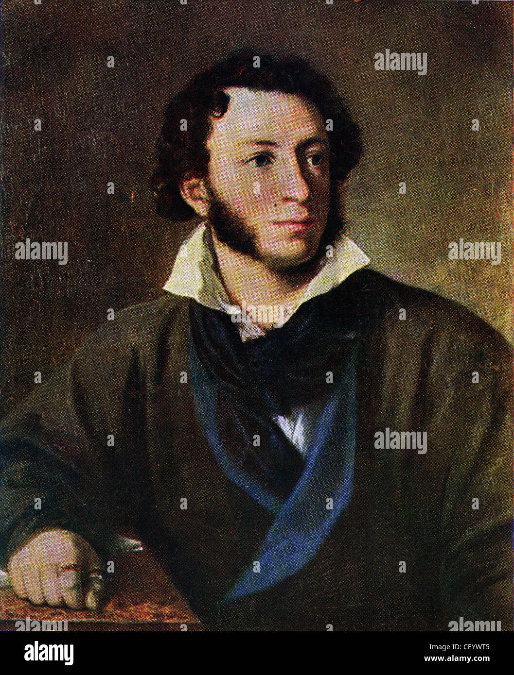 Vasily Tropinin - Portrait of Alexander Pushkin, 1827 Stock Photo - Alamy
