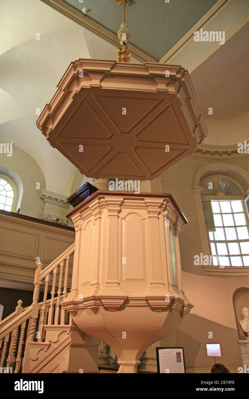 Pulpit in King's Chapel, in Boston, Massachusetts, United States Stock ...