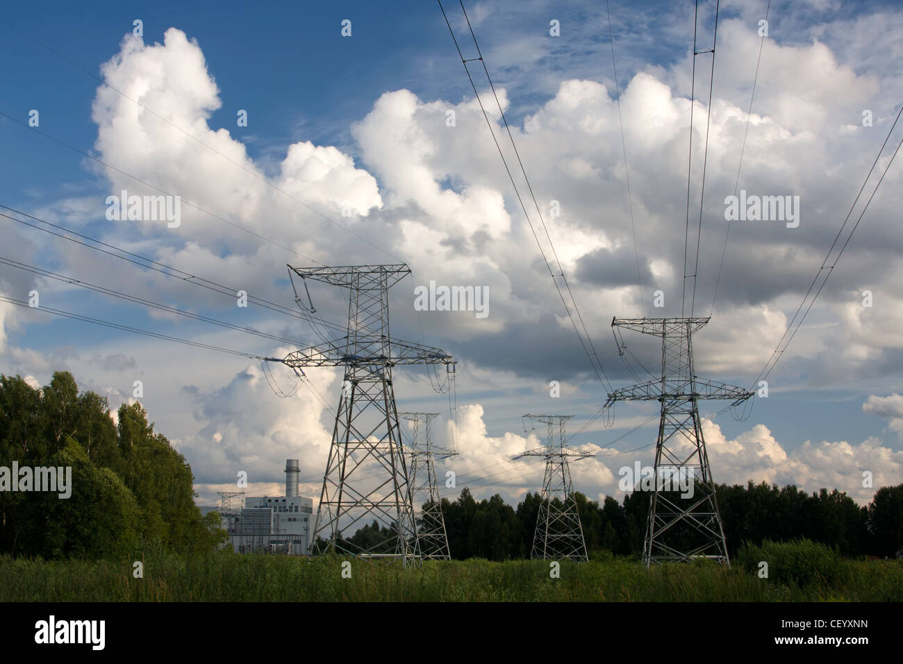 electric wires lines and sky Stock Photo - Alamy