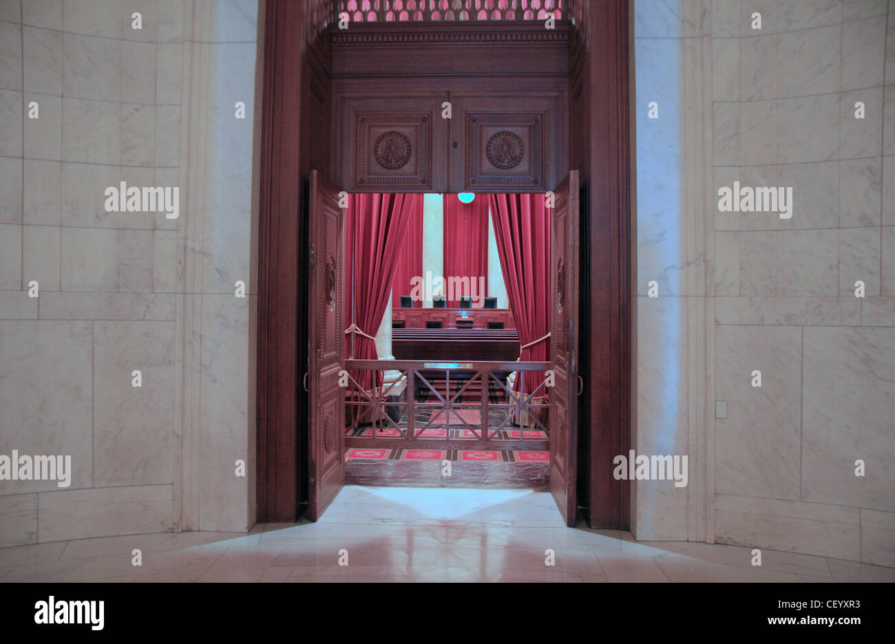 Looking into the United States Supreme Court Chamber in Washington DC ...