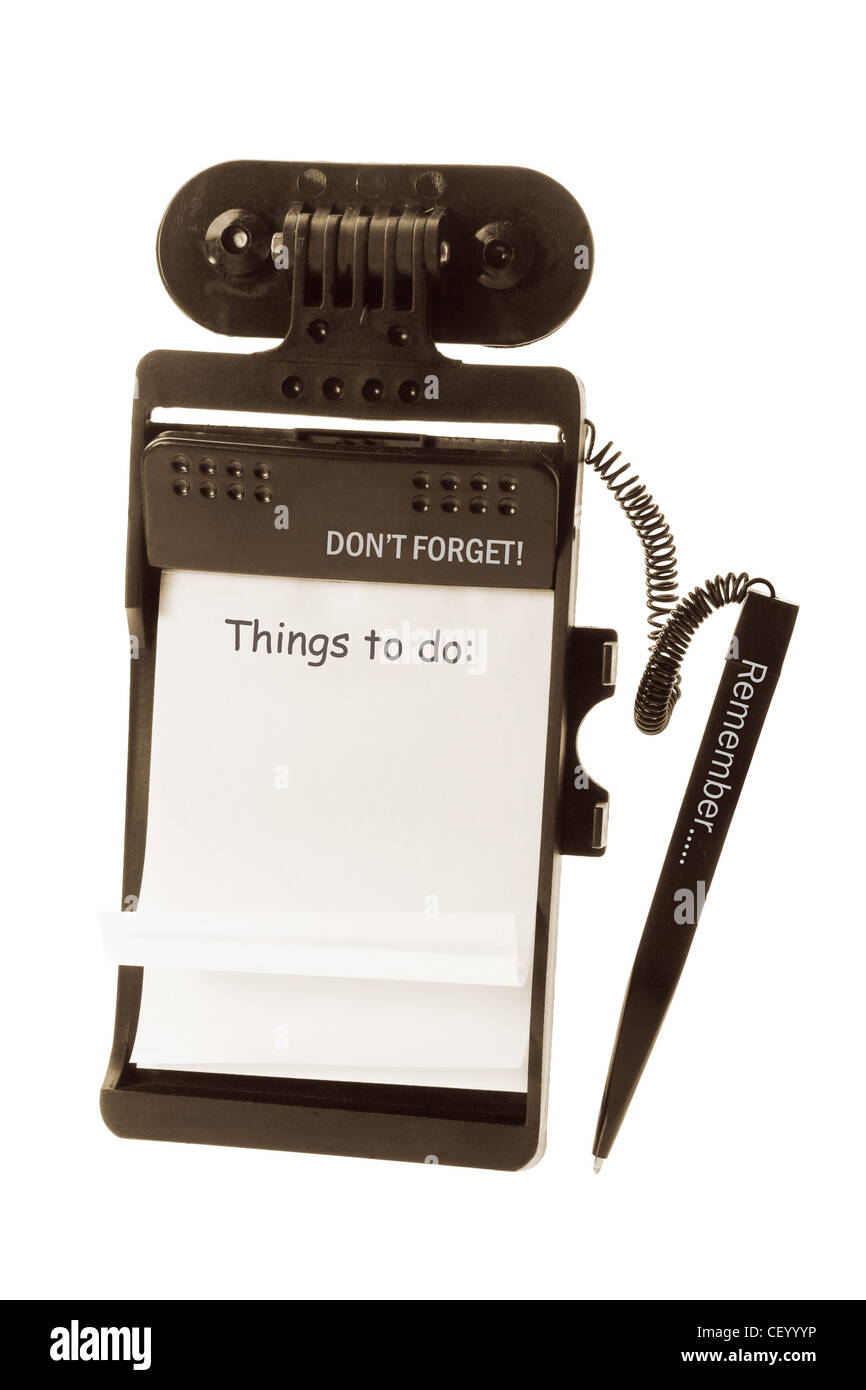 Note Pad with Ballpoint Pen Stock Photo - Alamy