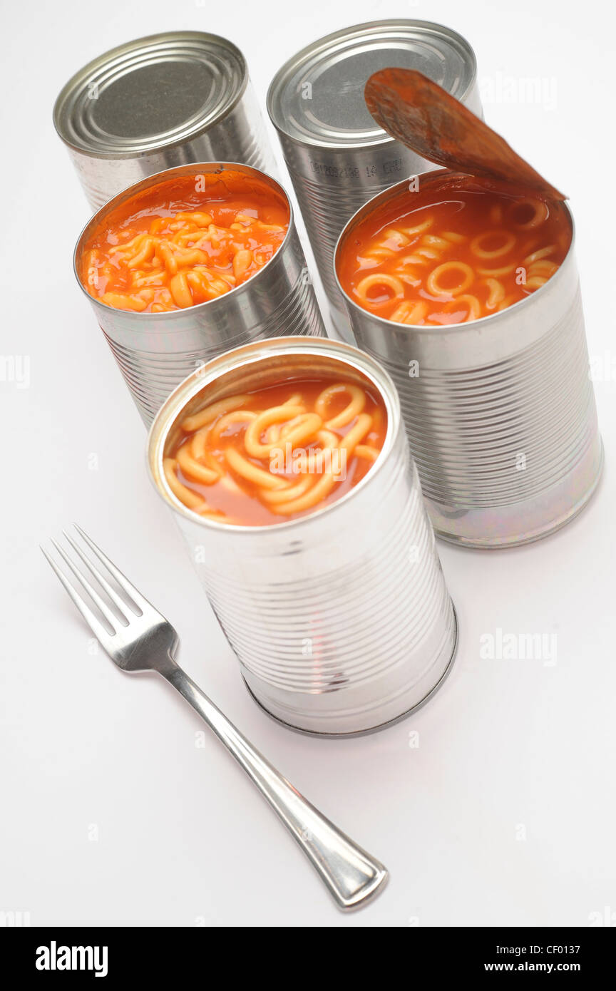 Years Of The Tin Can A still life image of a group of opened pasta tins ...