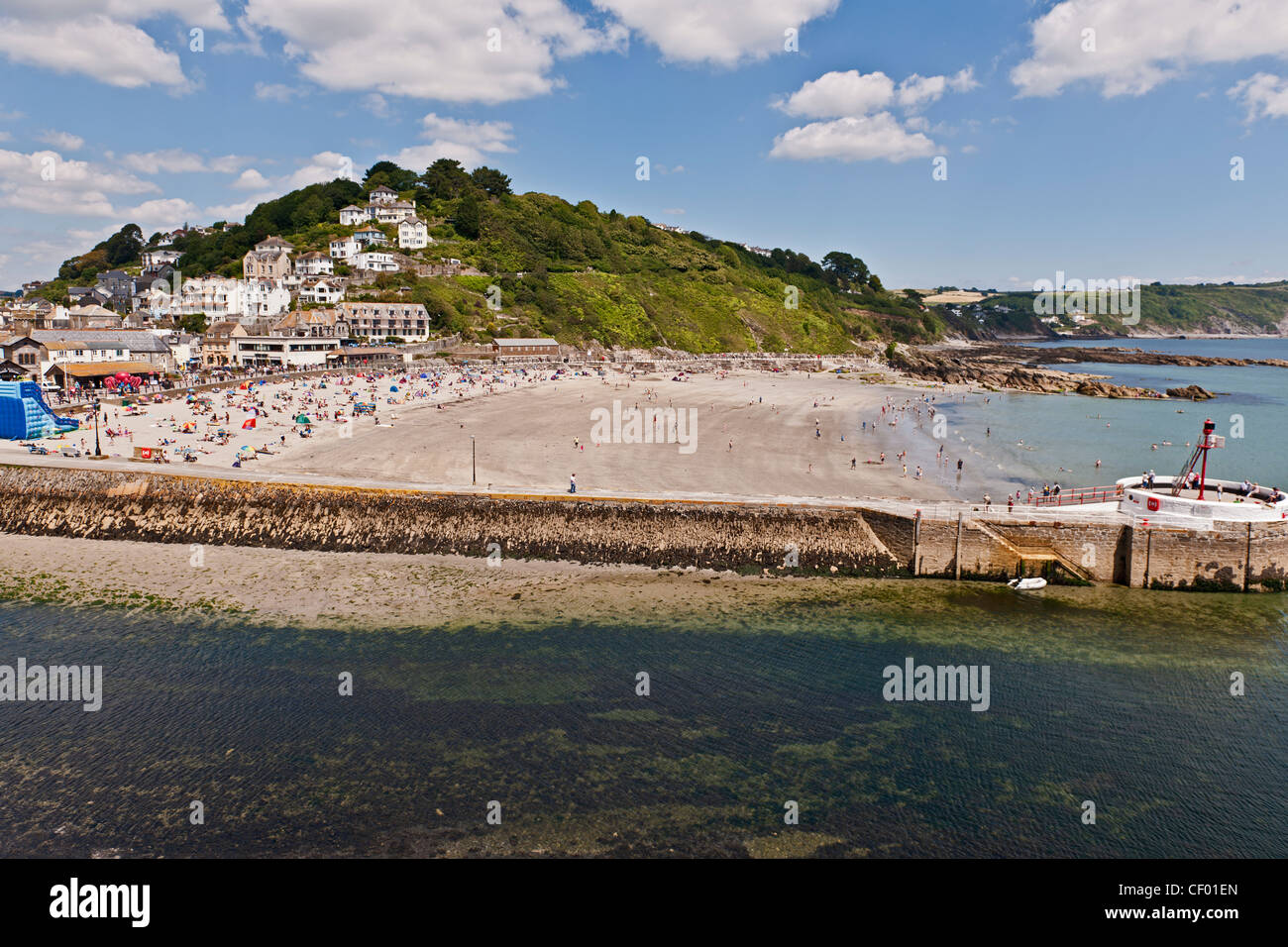 Looe, Looe Harbour Entrance, Banjo Pier, East Looe Beach, Cornwall ...