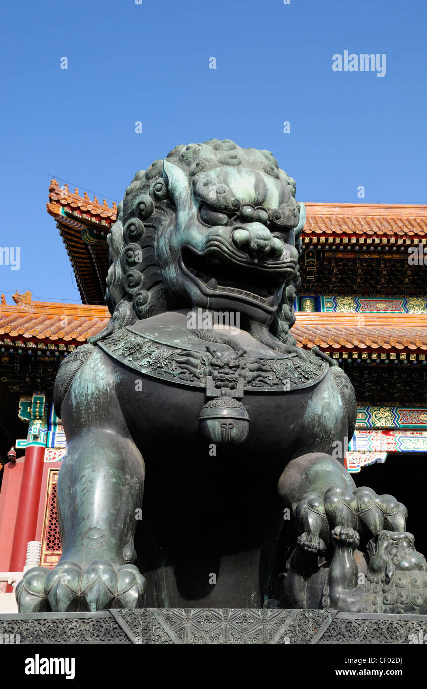Bronze female Lion Statue in Front of the Hall of Supreme Harmony ...
