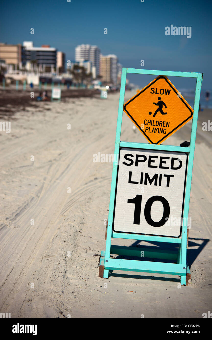 Slow - Children playing. Speed limit - 10. Seen on the beach in Daytona ...