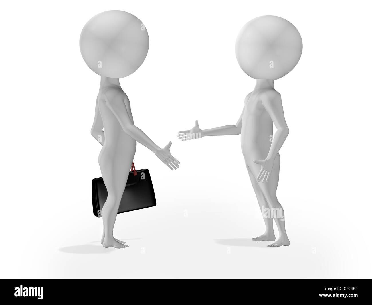 Two 3d men shaking hands. Business conceptual Stock Photo - Alamy