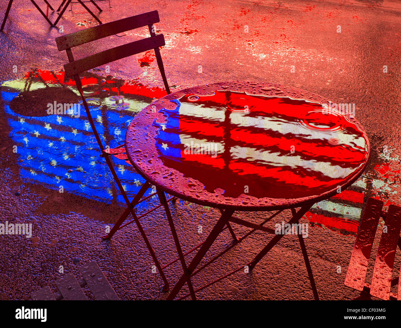 American flag reflection in a puddle Stock Photo - Alamy