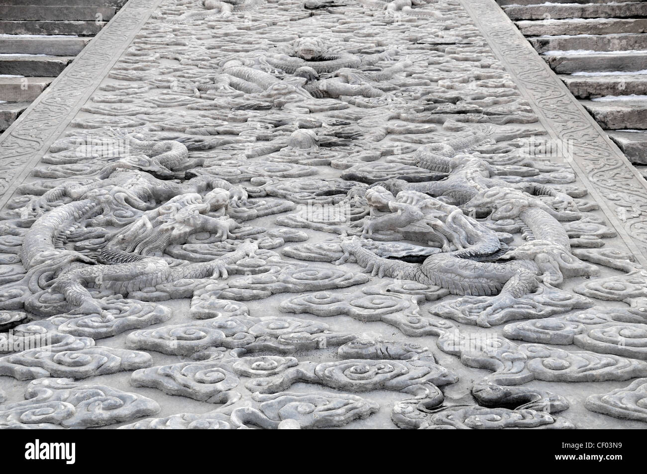 marble slab dragon carving Forbidden City China Beijing Palace Museum ...