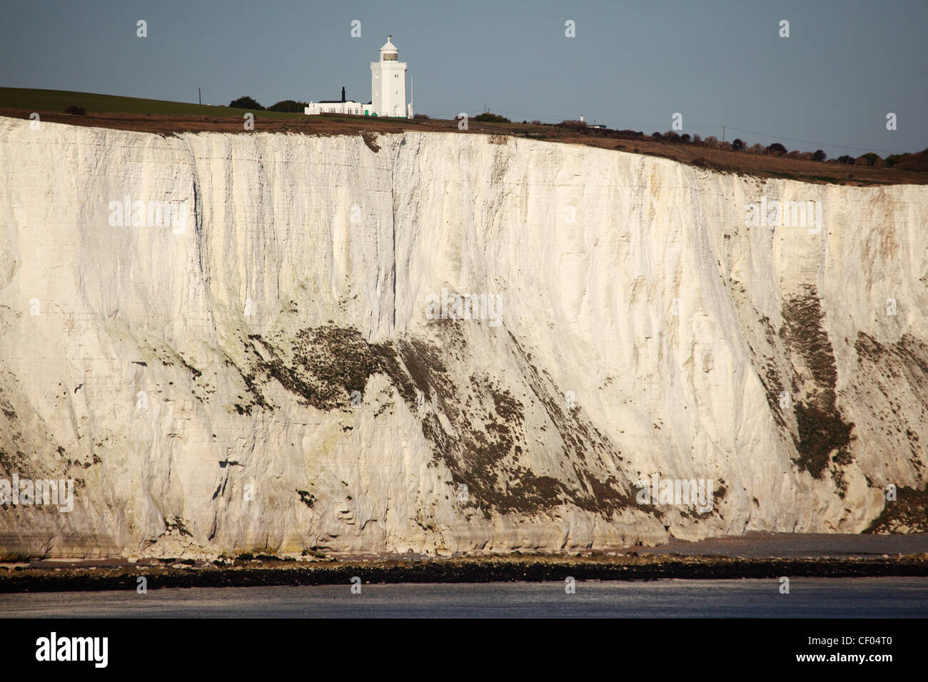 South Foreland Lighthouse on top of the white cliffs at Dover, Kent ...
