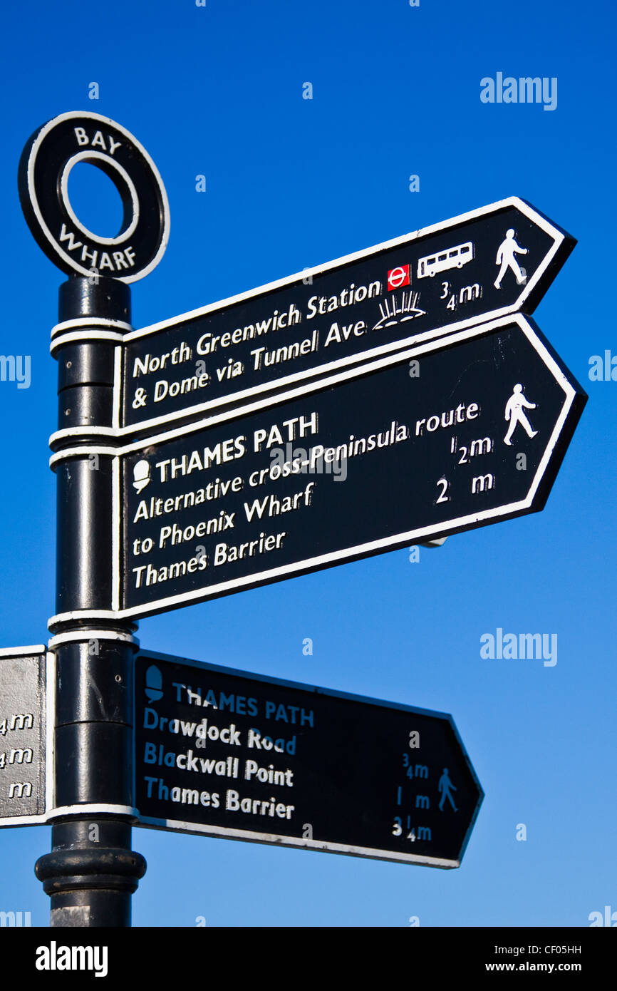 Bay wharf signpost Stock Photo - Alamy