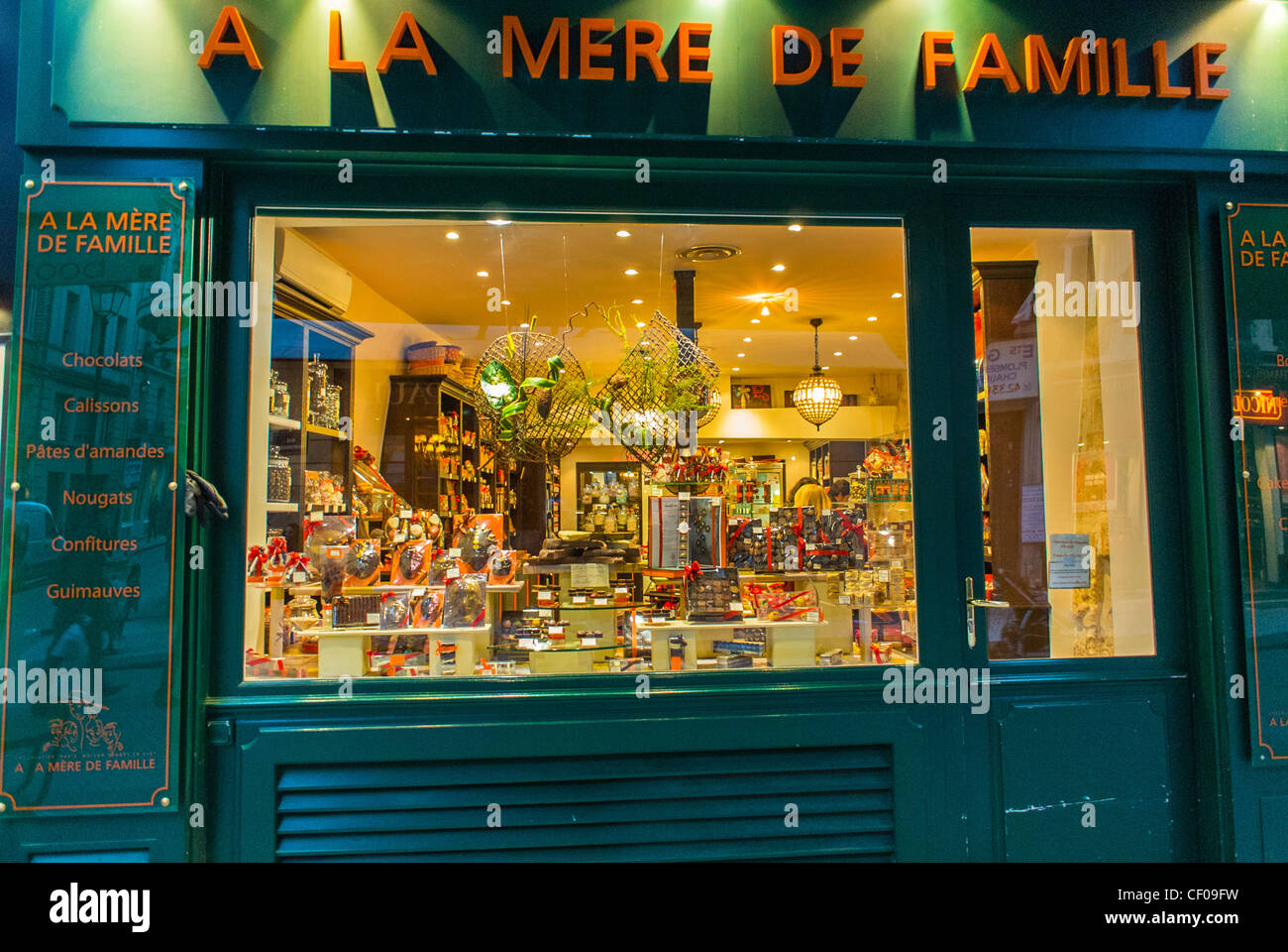 Paris, France, Outside, French Chocolate Shop Front Window, Lights at ...
