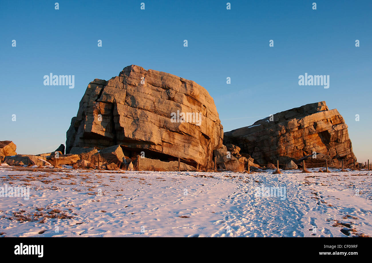Lone standing Rocks at sunrise Stock Photo - Alamy