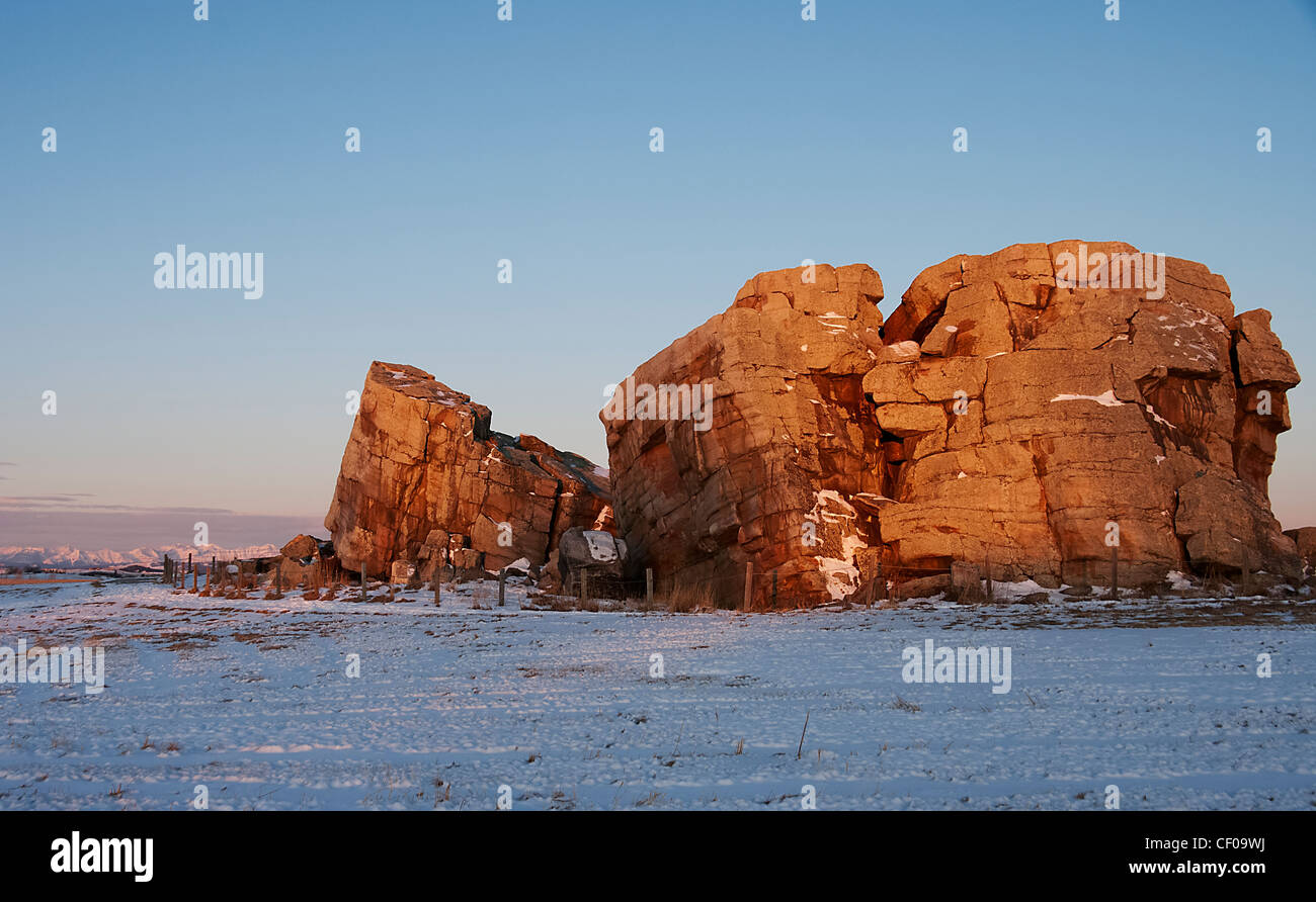 Lone standing Rocks at sunrise Stock Photo - Alamy