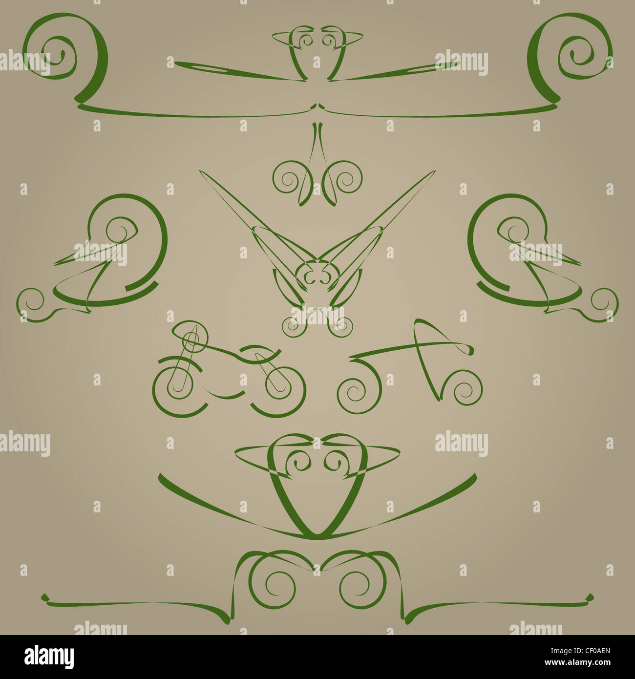 retro style decorative elements Stock Photo - Alamy