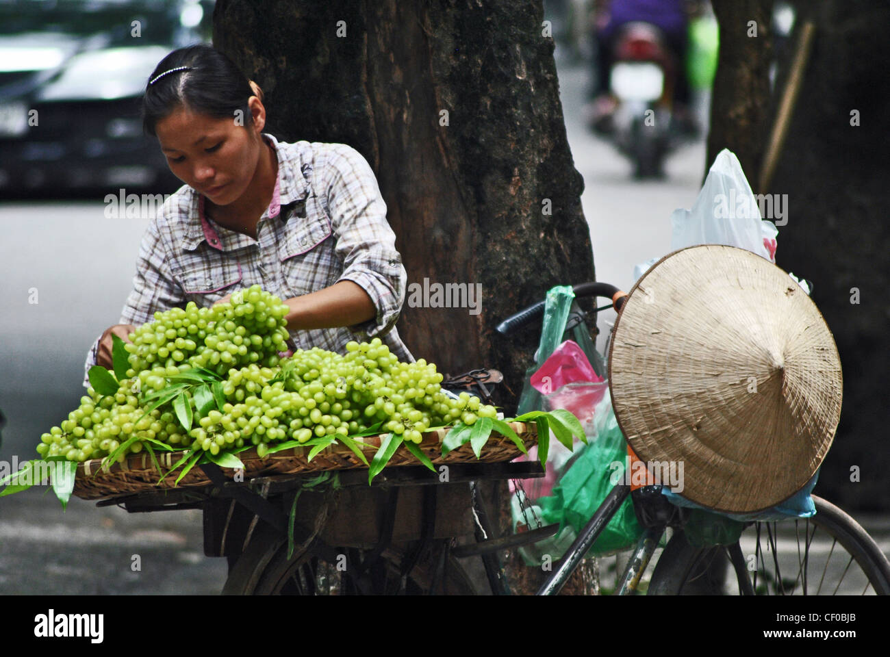 Woman selling grapes in Hanoi, Vietnam Stock Photo - Alamy