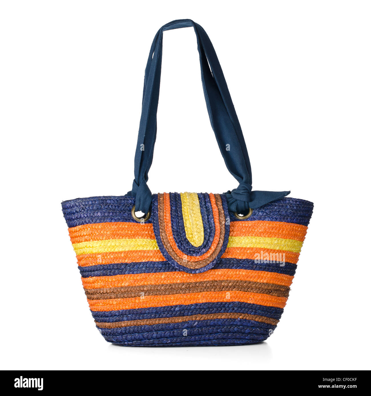 Wicker shoulder bag on white background Stock Photo - Alamy