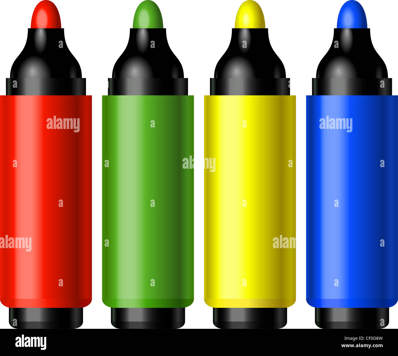 Set of four markers (red, green, yellow, blue Stock Photo - Alamy