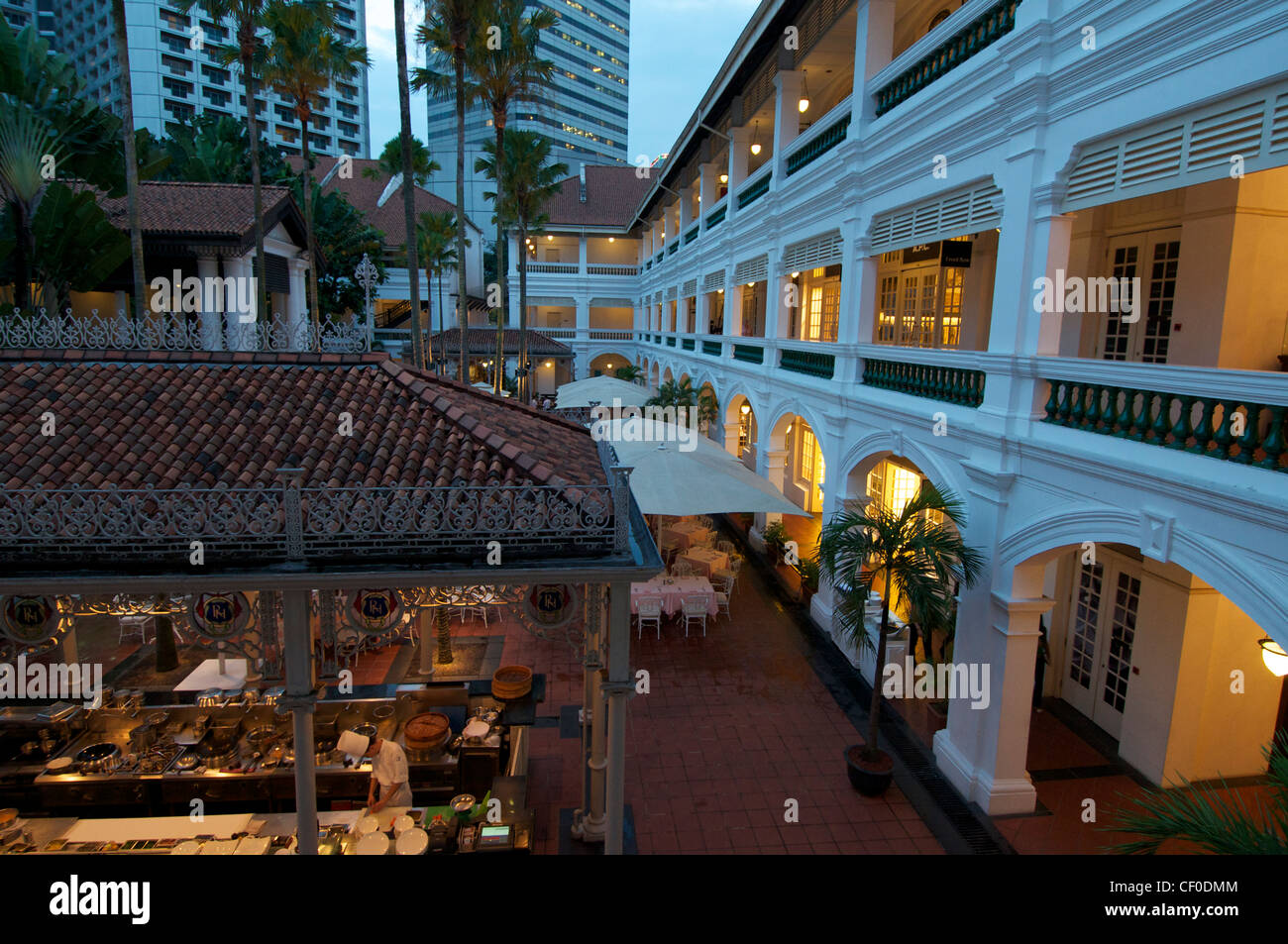 Raffles Hotel outside kitchen and dining area Singapore Stock Photo - Alamy