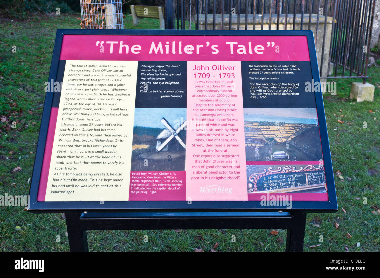 The Millers Tale: a board detailing the life of John Oliver on Highdown ...